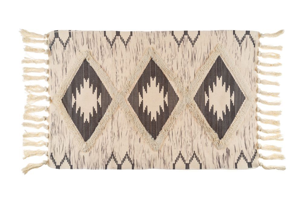 Dywanik Boho 60 x 90 cm romby czarno-beżowy - Bricomarche.pl