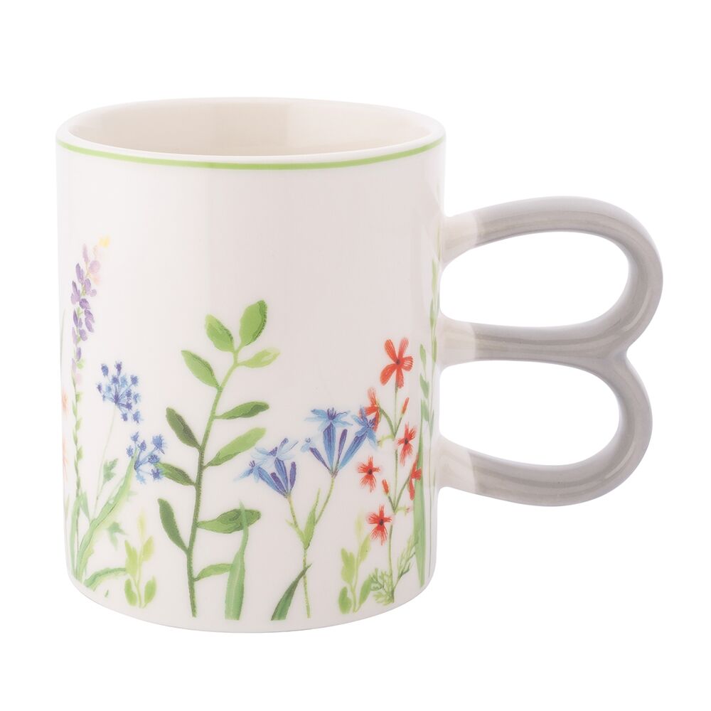 Kubek porcelanowy w kwiatki z uszami zająca 370 ml biały - Bricomarche.pl