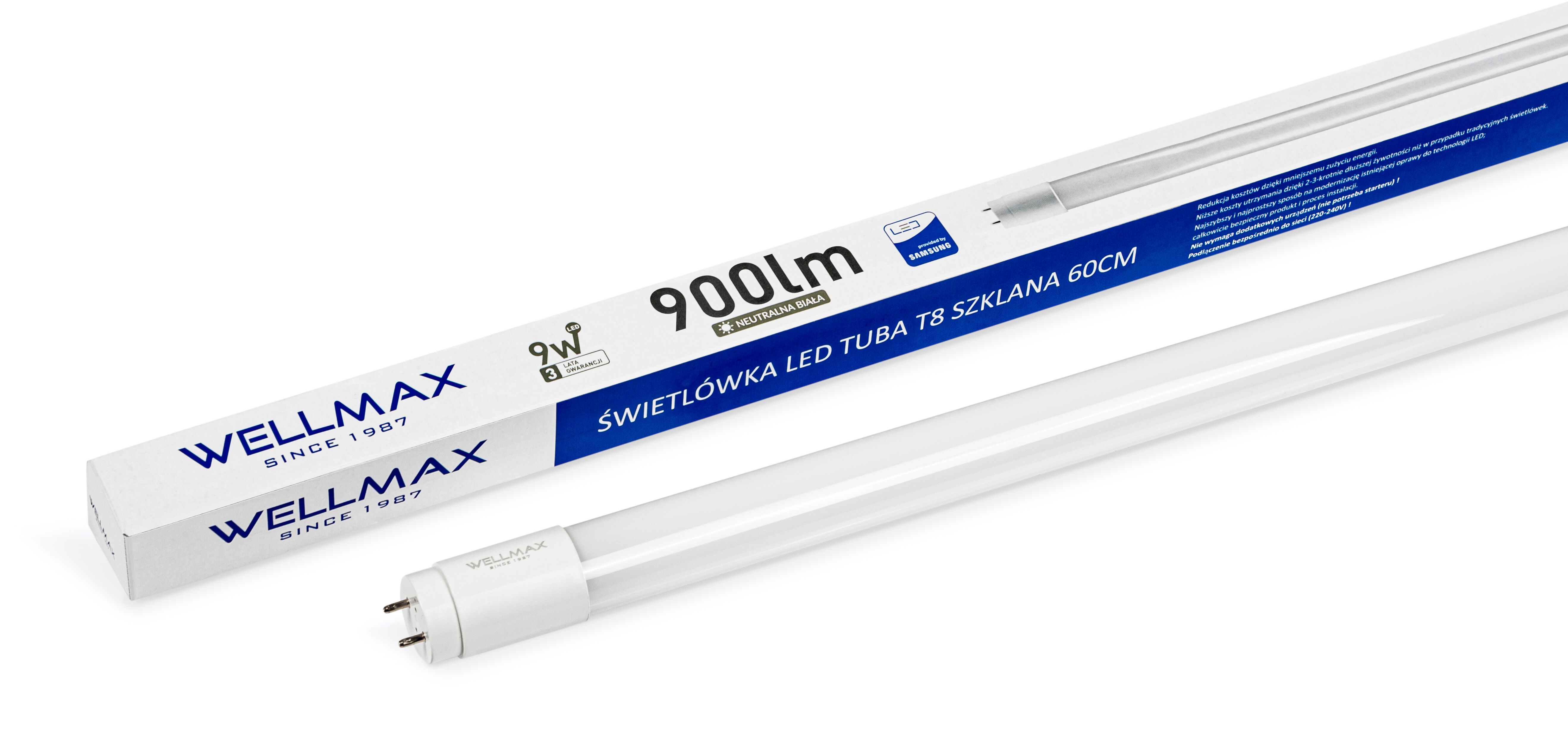 Świetlówka ledowa Wellmax LED T8 G13 60 cm 4000k - Bricomarche.pl