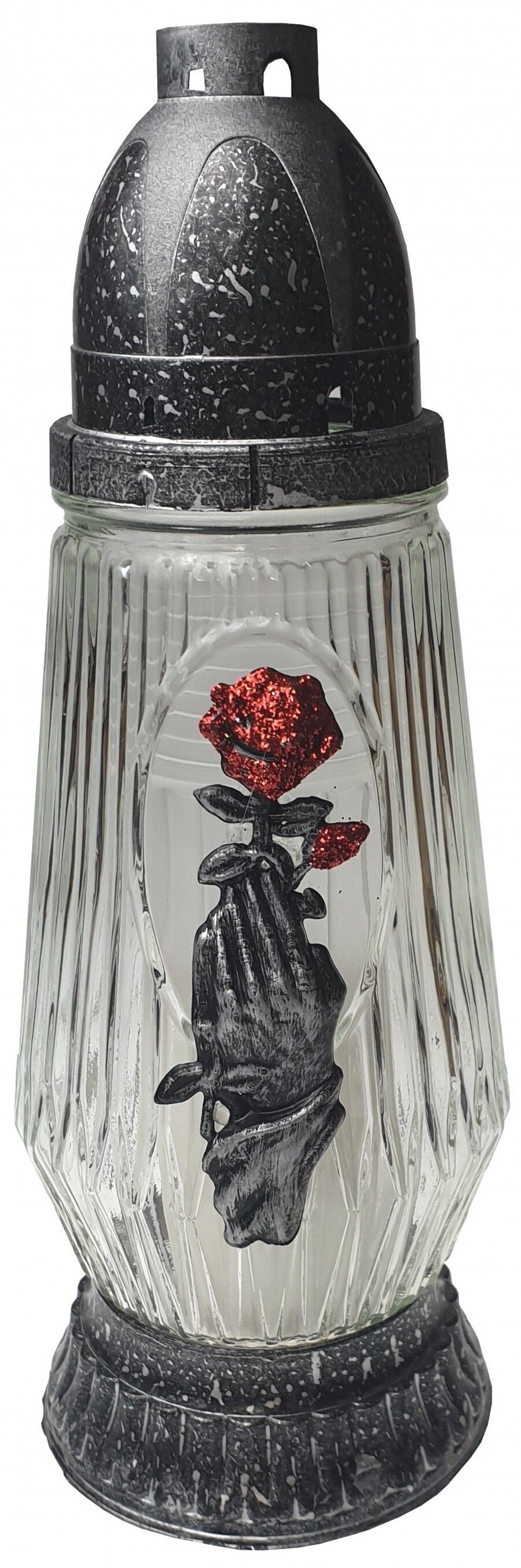 Znicz szklany LW Z-421 29 cm Róża srebrny CIECIERSKI - Bricomarche.pl