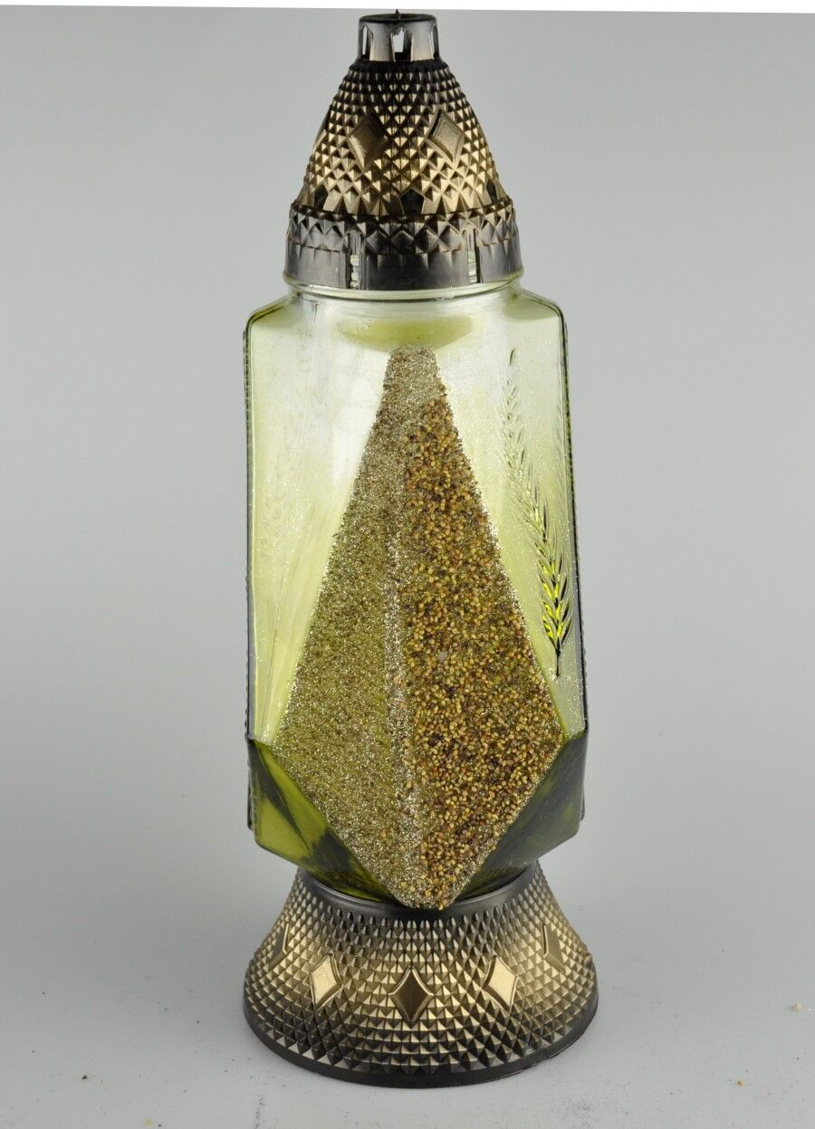 Znicz szklany liść 33 cm żółty - Bricomarche.pl