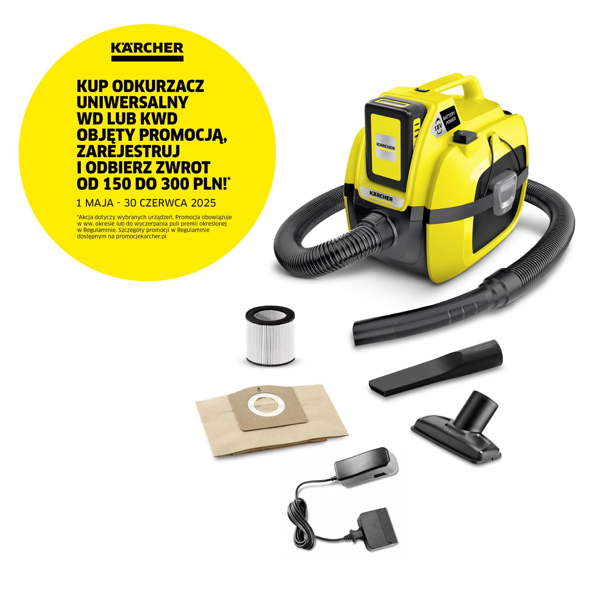 Odkurzacz uniwersalny WD 1 Compact Battery Set Kärcher - Bricomarche.pl
