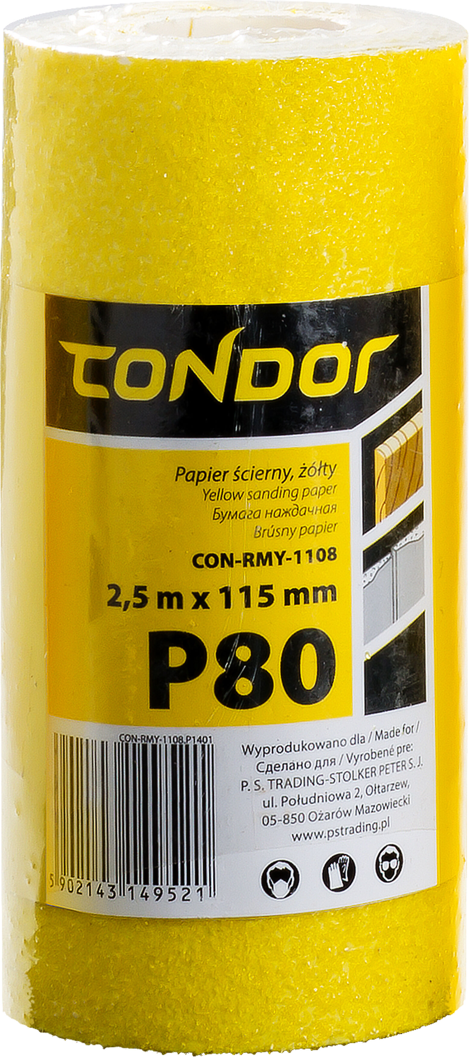 Papier ścierny "żółty" rolka 2,5 m 115 mm P80 Condor - Bricomarche.pl