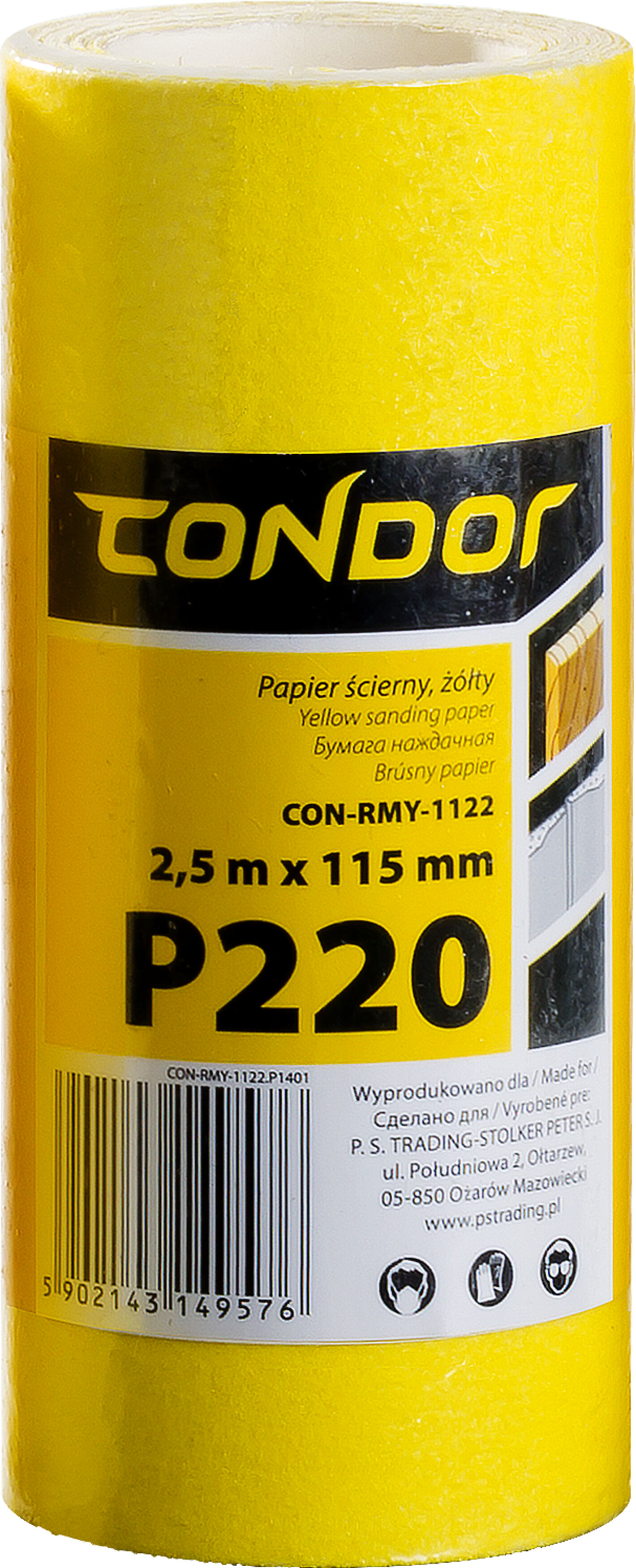 Papier ścierny "żółty" rolka 2,5 m 115 mm P220 Condor - Bricomarche.pl