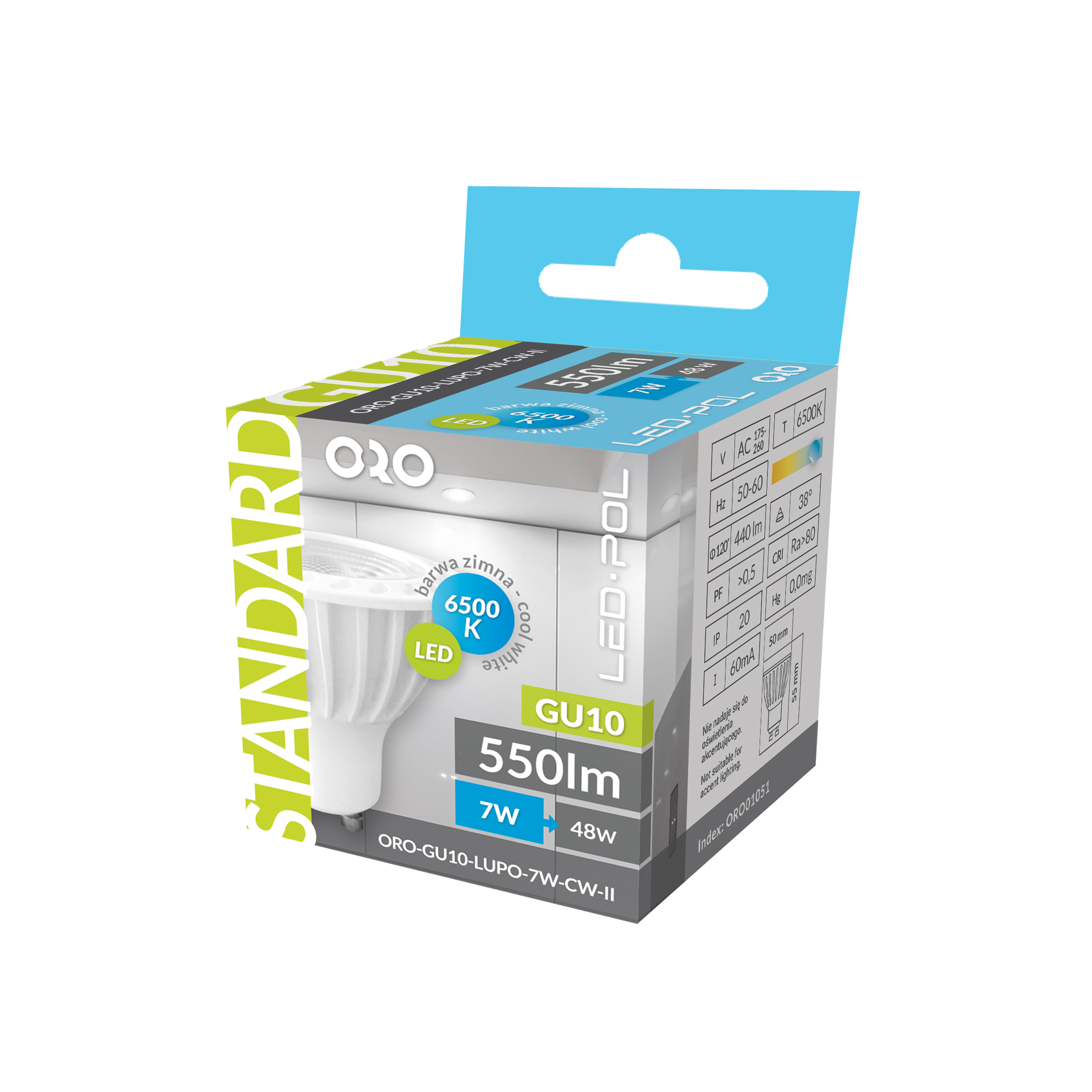 Żarówka LED ORO-GU10-LUPO-7W-CW-II - Bricomarche.pl