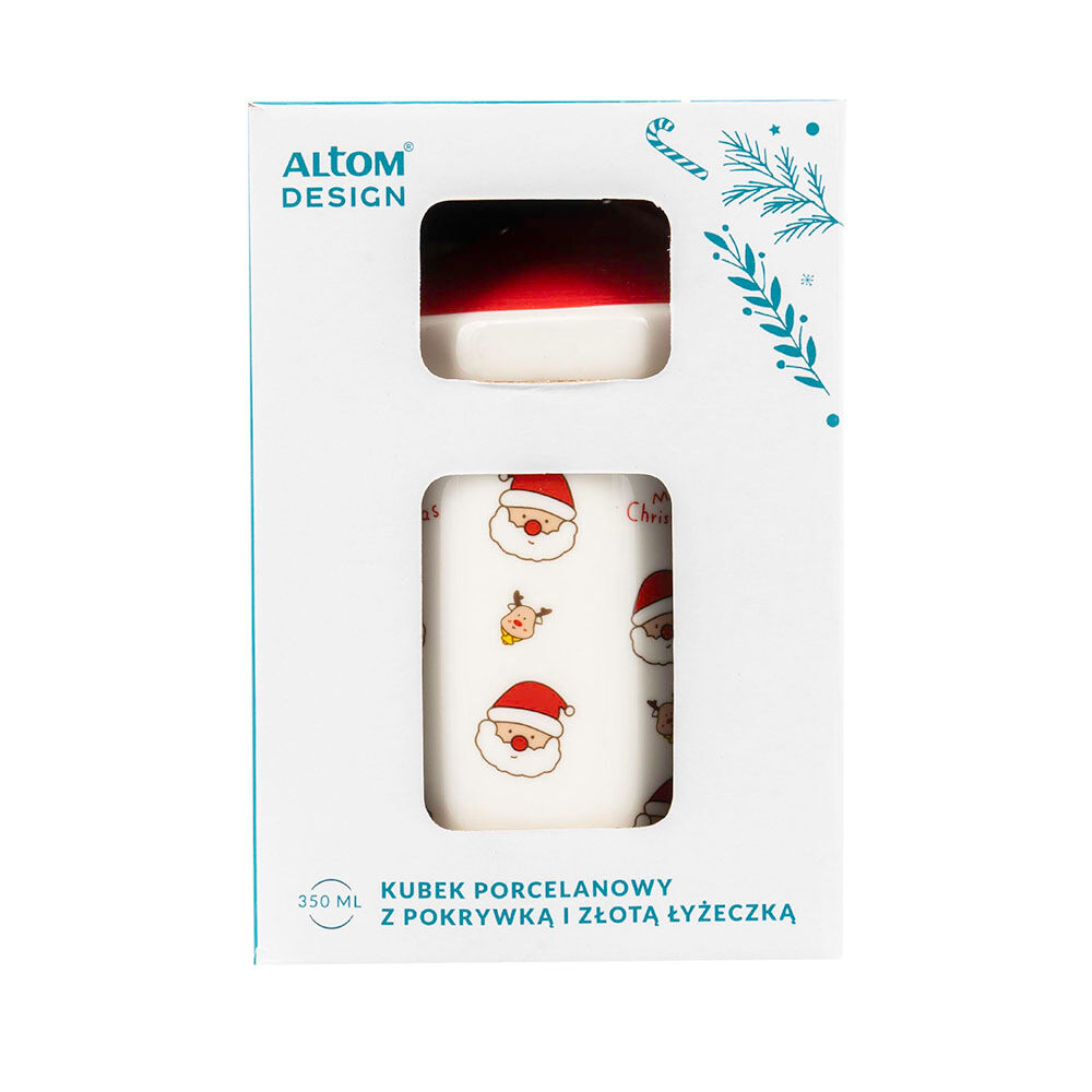 Kubek Prosty NBC 350 ml z pokrywką i złotą łyżeczką dek. A Color Box - Bricomarche.pl