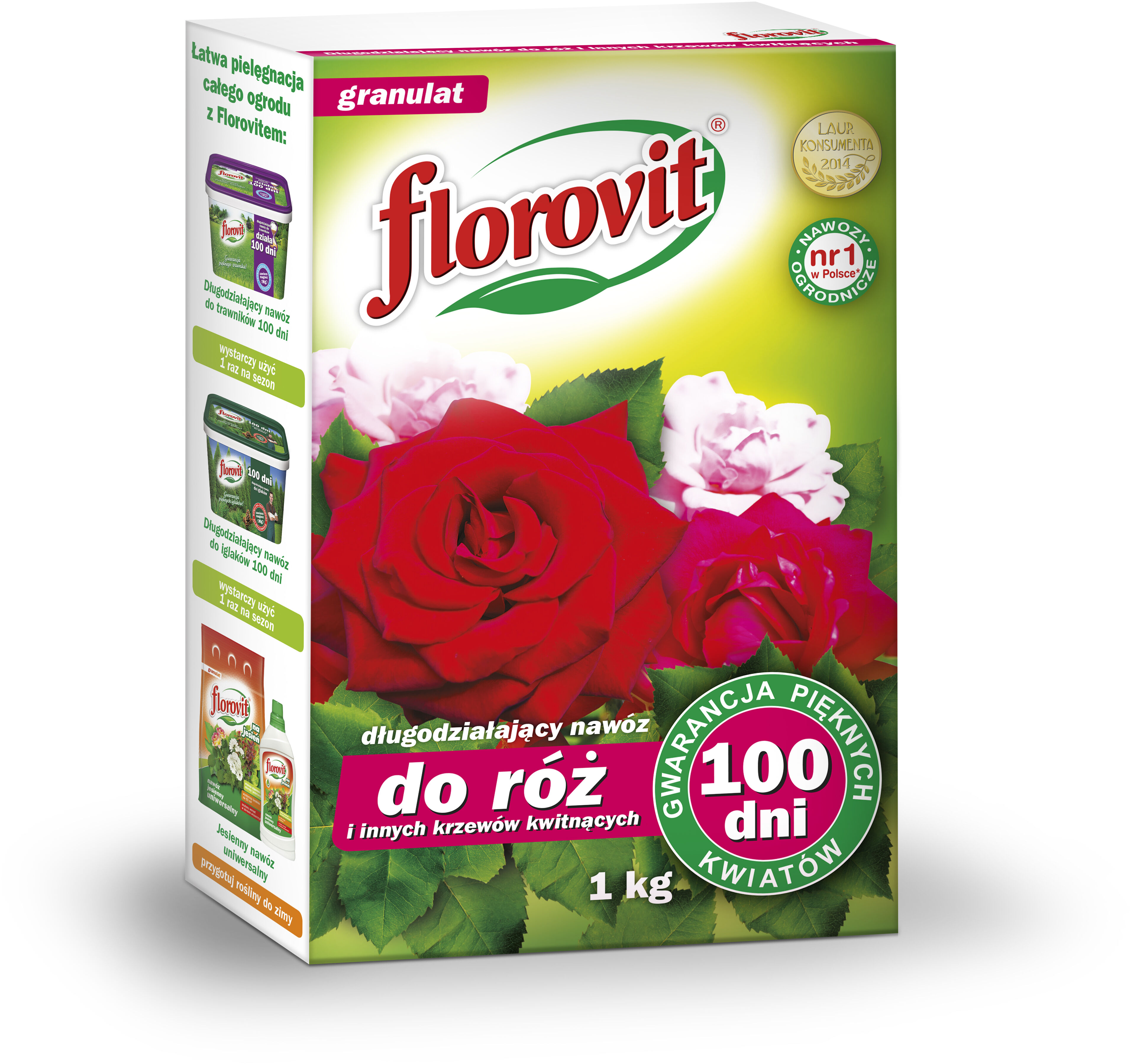 Nawóz długodziałający nawóz do róż i innych krzewów kwitnących 100 dni karton 1 kg Florovit ...