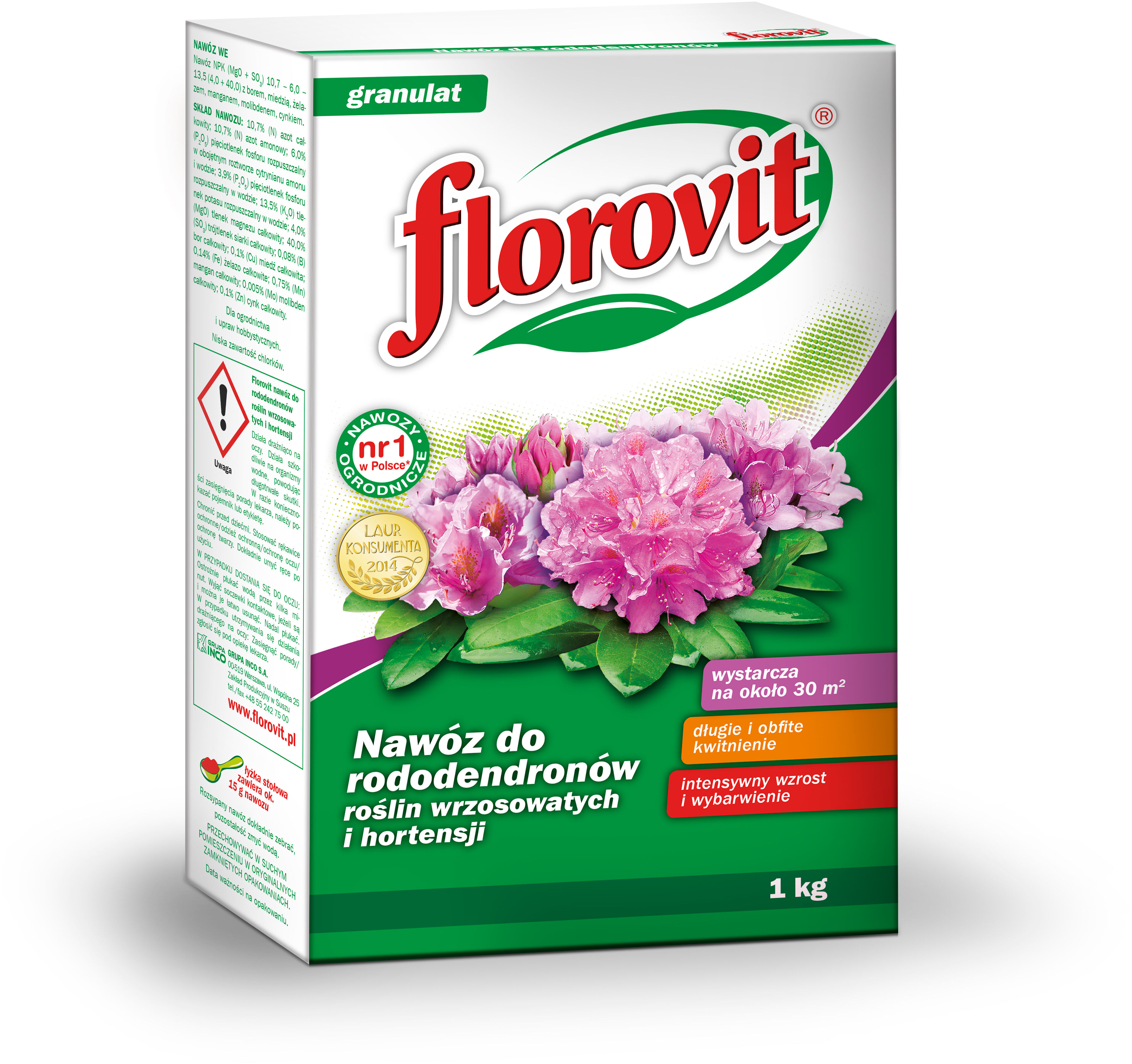 Nawóz do rododendronów, roślin wrzosowatych i hortensji karton 1 kg Florovit - Bricomarche.pl