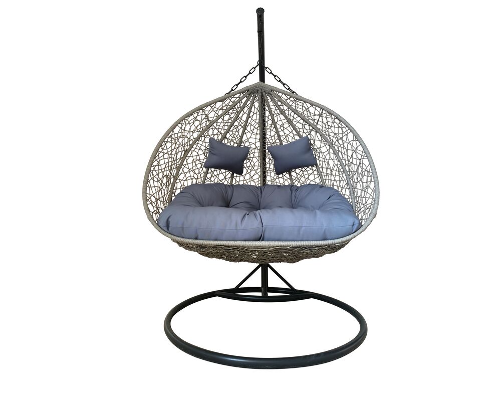 Bujak fotel wiszący 2-osobowy okrągły 132 x 75 cm szary - Bricomarche.pl